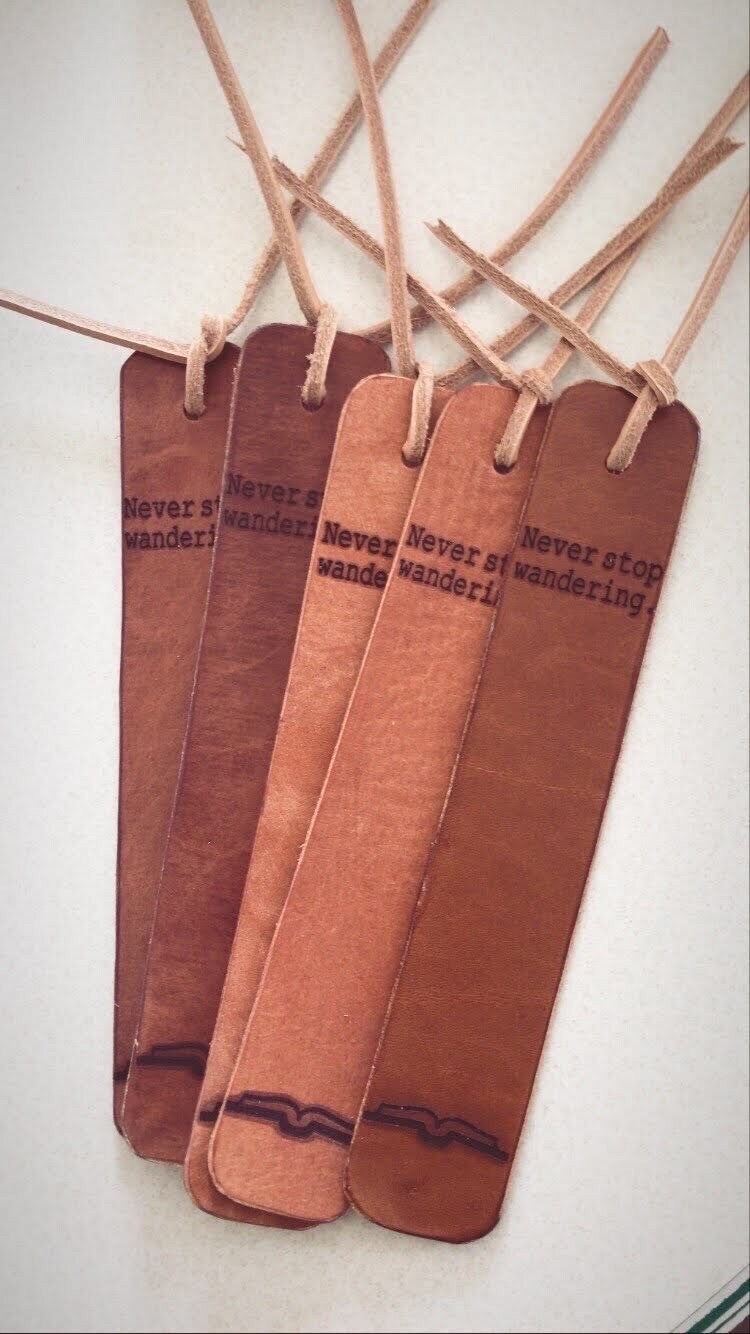 Custom Embossed Full Grain Leather Bookmark: Personalized Message ...